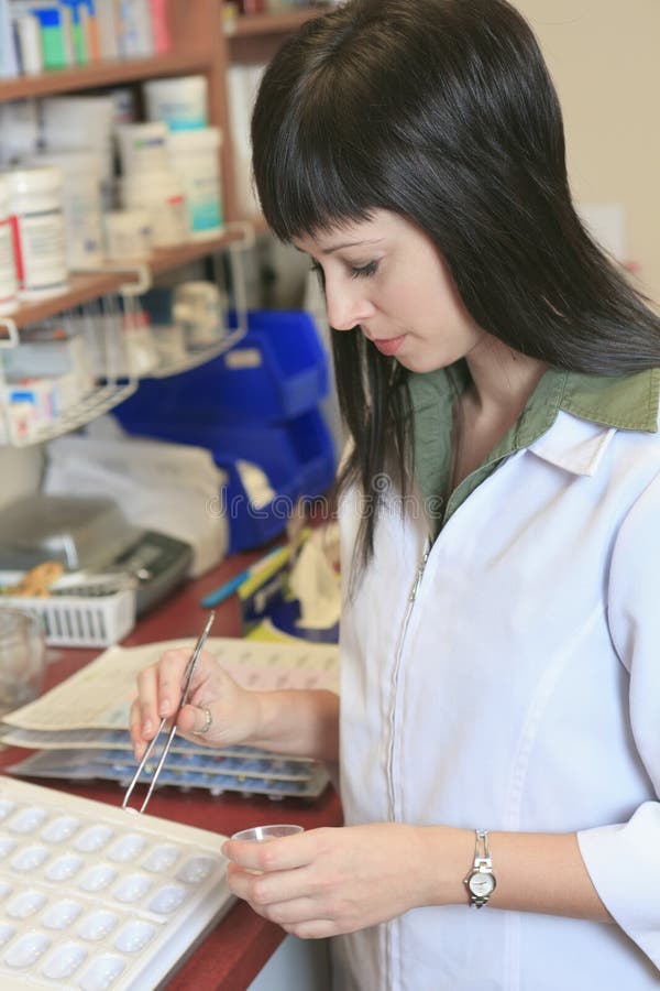 Woman Pharmacist at the Pharmacy Place Stock Image - Image of business ...