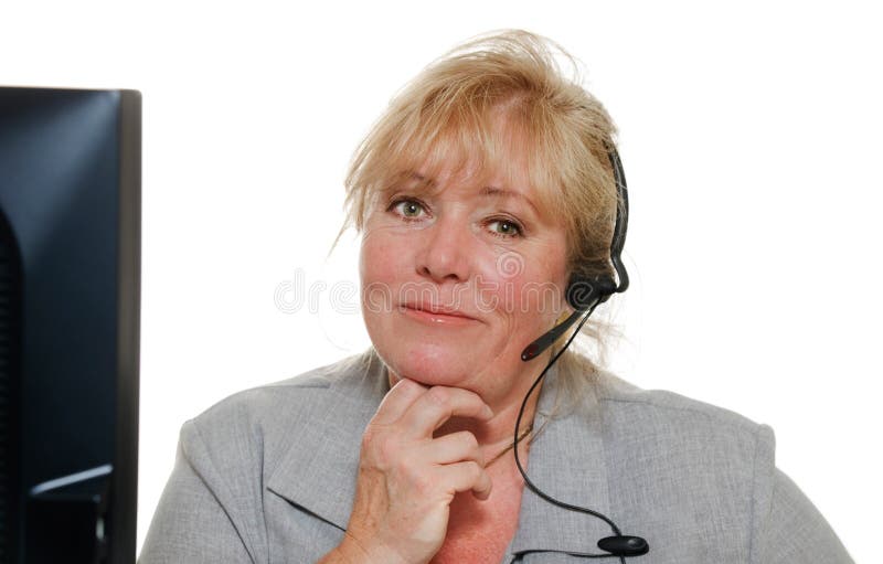 Woman phone assistance stock photo. Image of head, microphone - 20350174