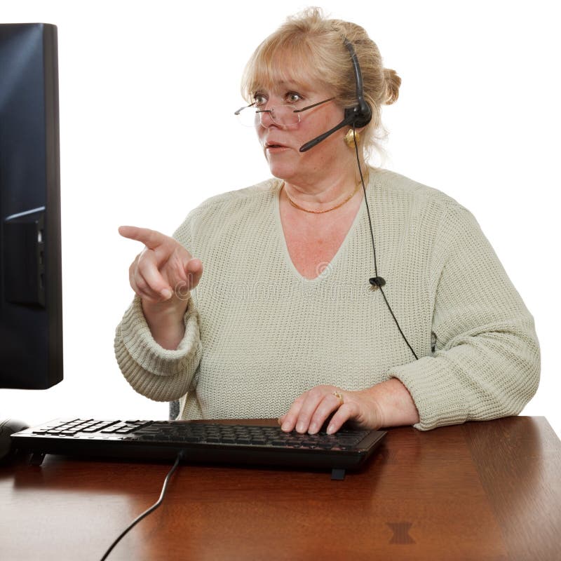 Woman phone assistance stock photo. Image of older, mature - 20350180