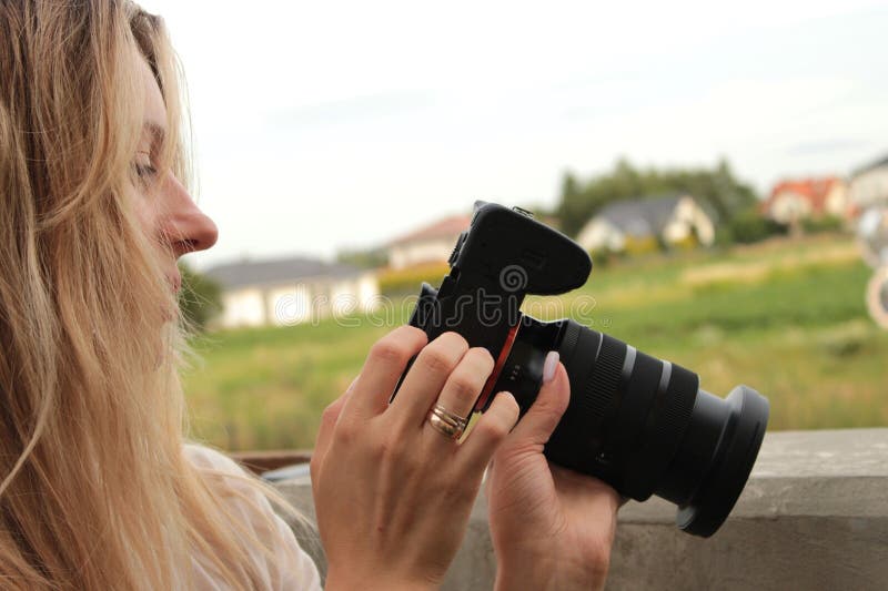 Woman Photographer Tests Her Camera Stock Photos - Free & Royalty-Free ...