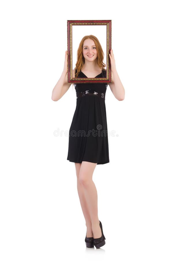 Woman with picture frame stock image. Image of portrait - 38708967