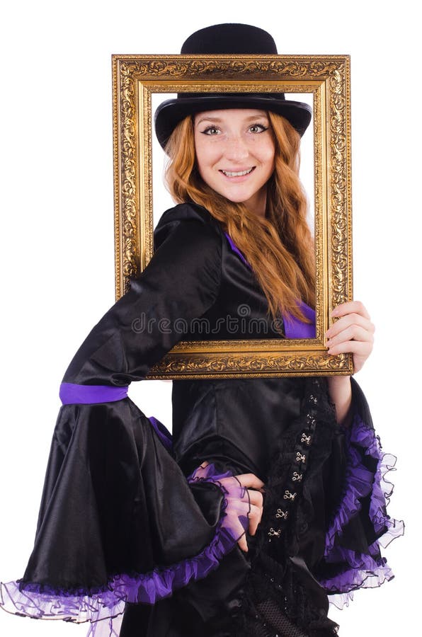 Woman with picture frame stock photo. Image of portrait - 36984954