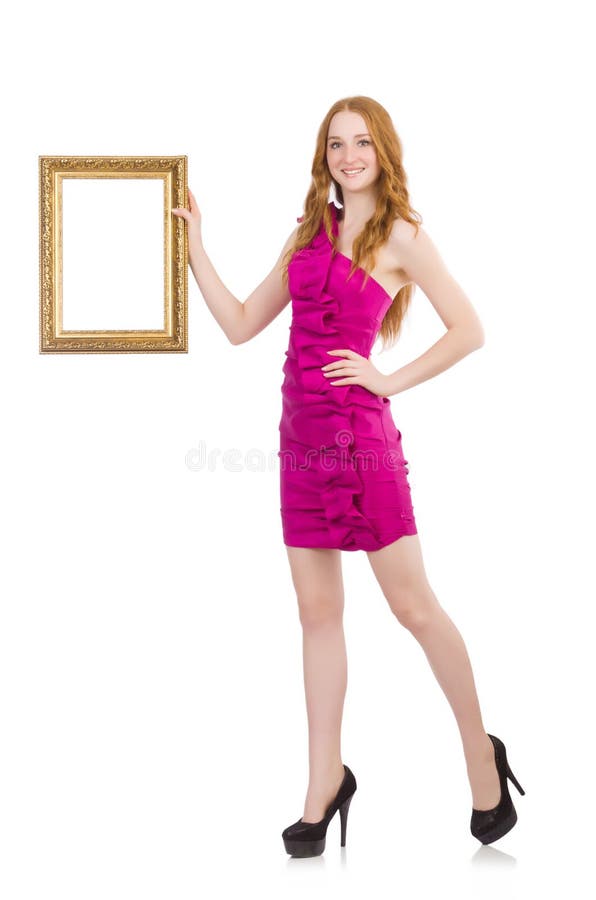Woman with picture frame stock image. Image of person - 39887245