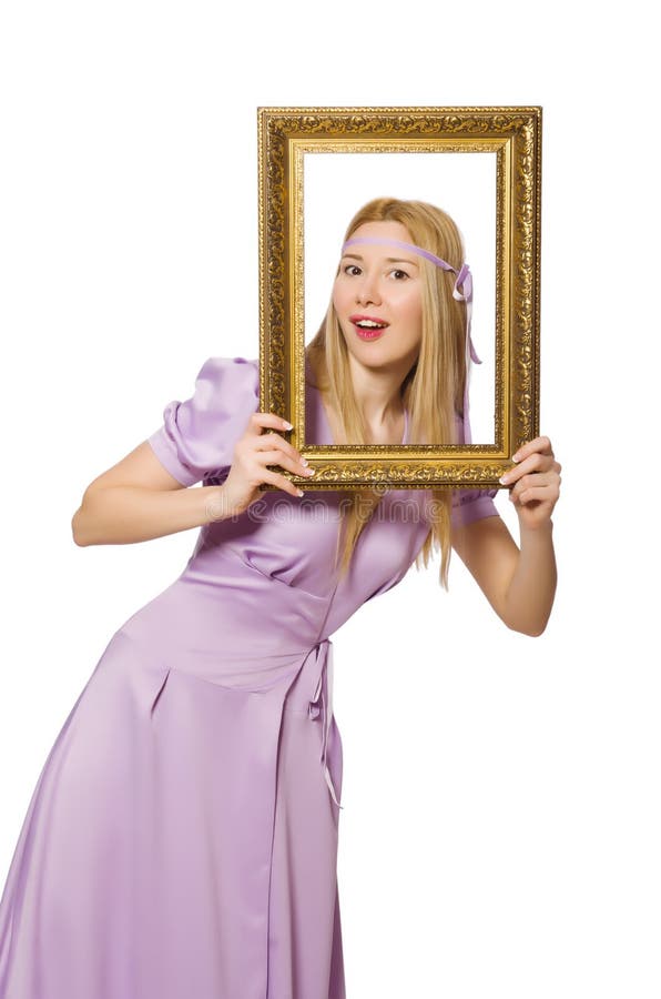 Woman with picture frame stock photo. Image of face, isolated - 41705836
