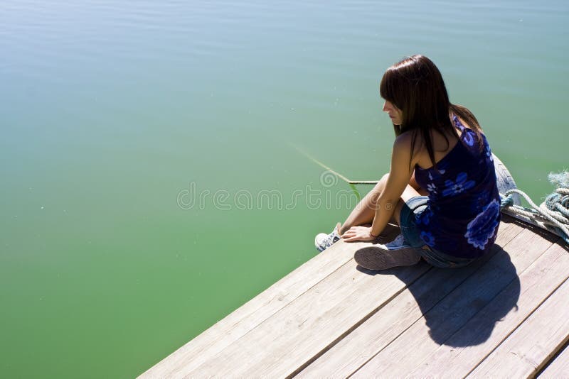 Woman in pier stock image. Image of alone, relax, female - 7353127