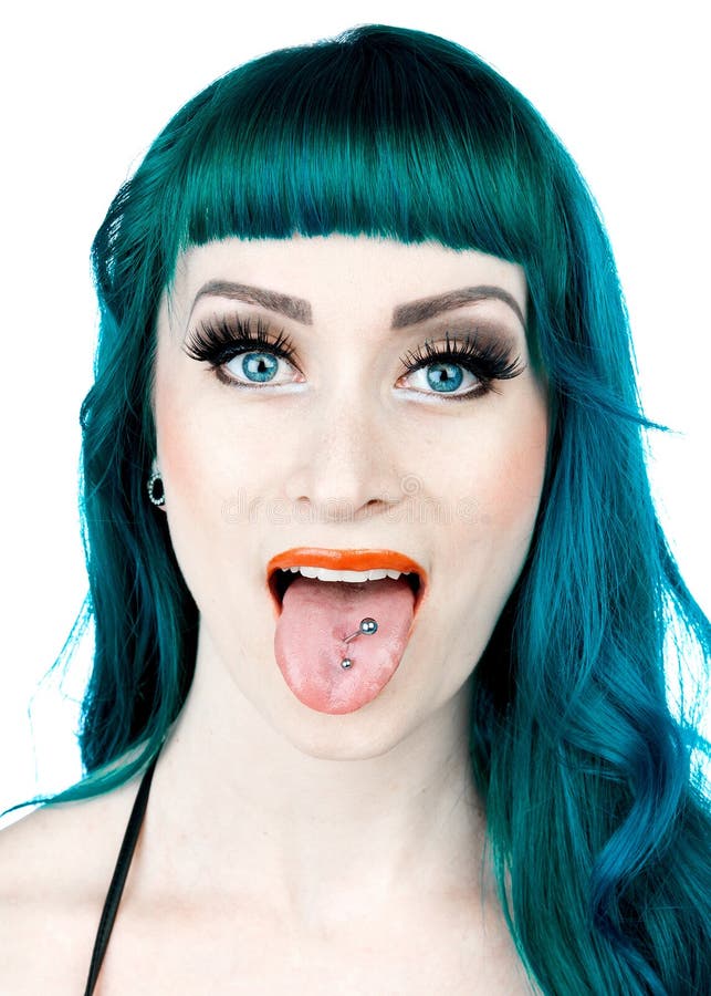 Goth Woman Tongue Piercing stock photo. Image of captivating - 1848786