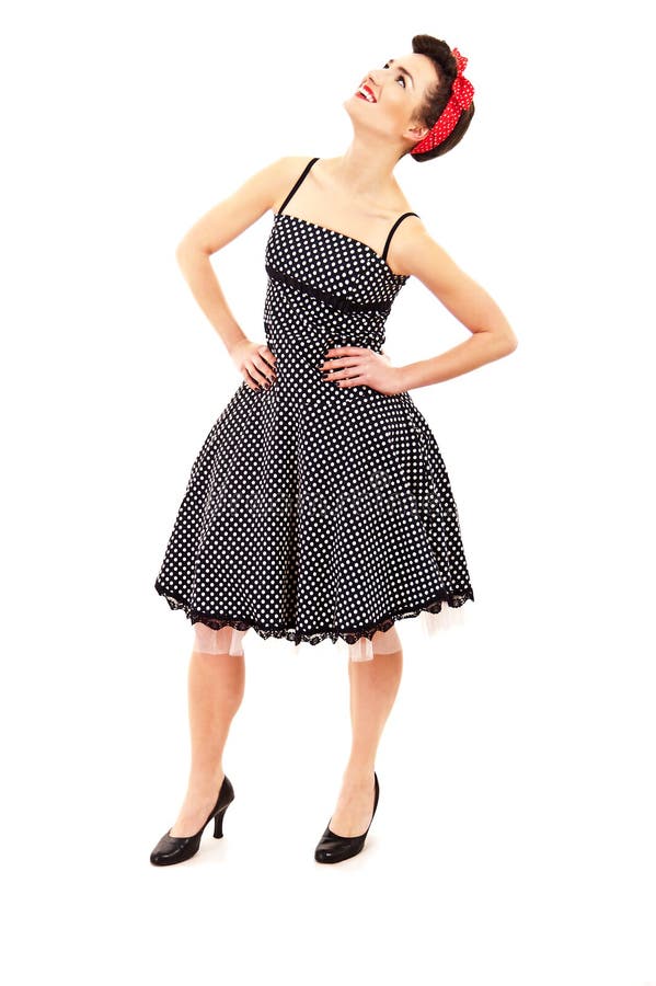 Pin-up Young Woman in Vintage American Style Stock Photo - Image of ...