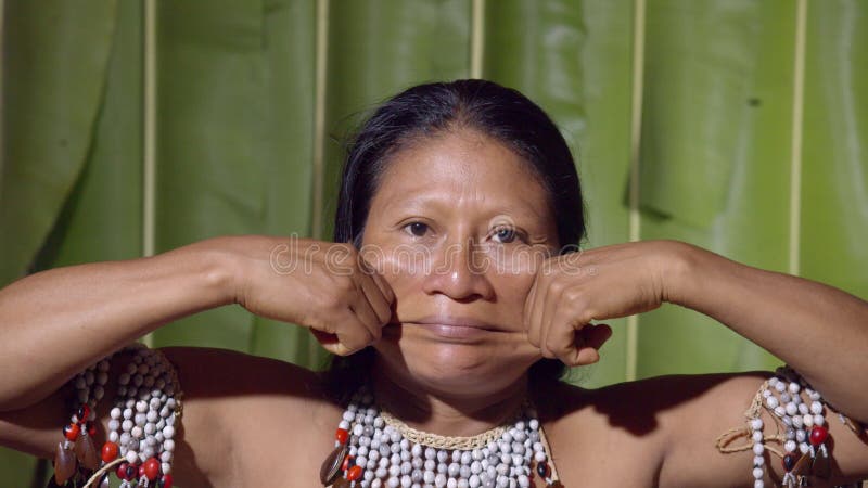 Woman Pinching Both Cheeks stock video. Video of lifestyle - 159138749