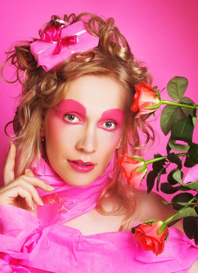 Woman in pink. stock photo. Image of female, elegance - 37758522