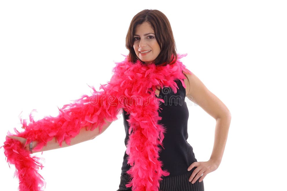 Woman with pink boa stock photo. Image of caucasian, dress - 15146688