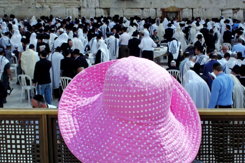 Woman Pink Hat at Western Wall Editorial Photography - Image of judaism ...