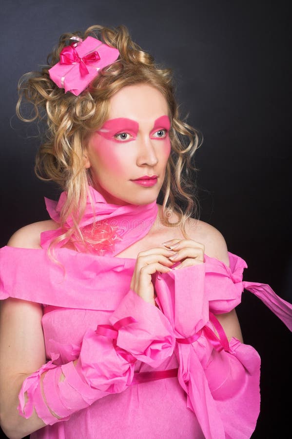 Woman in pink. stock photo. Image of cute, beauty, hairstyle - 32345928