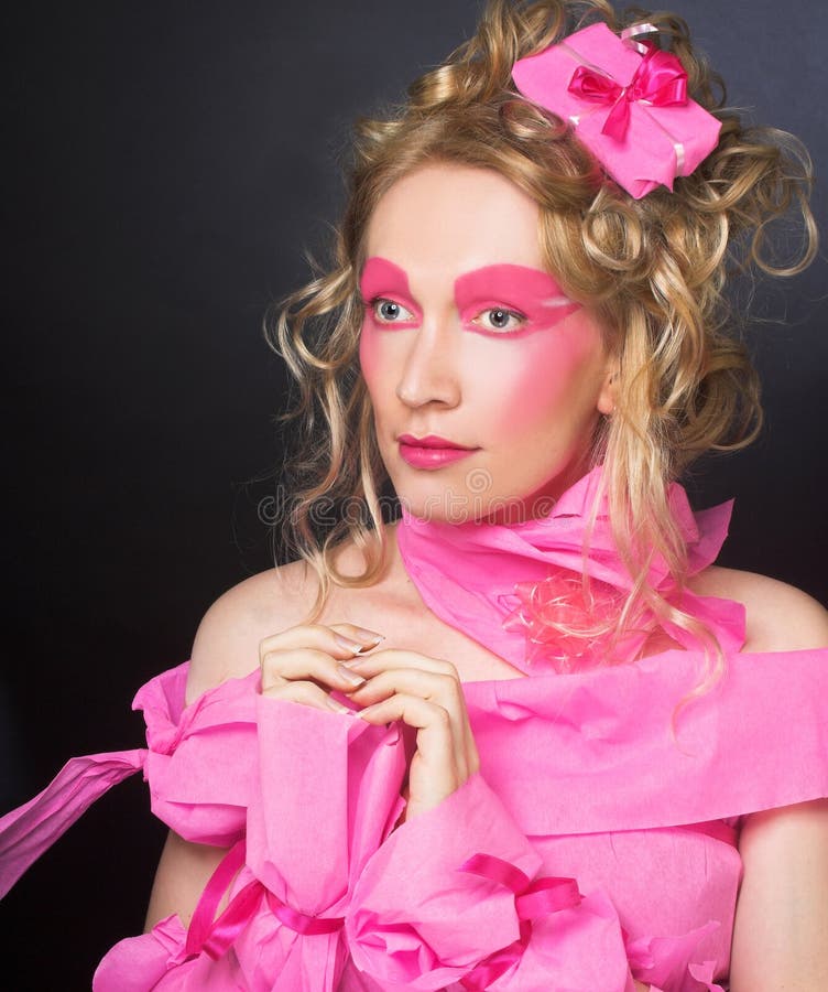 Woman in pink. stock photo. Image of hairstyle, crazy - 40297328