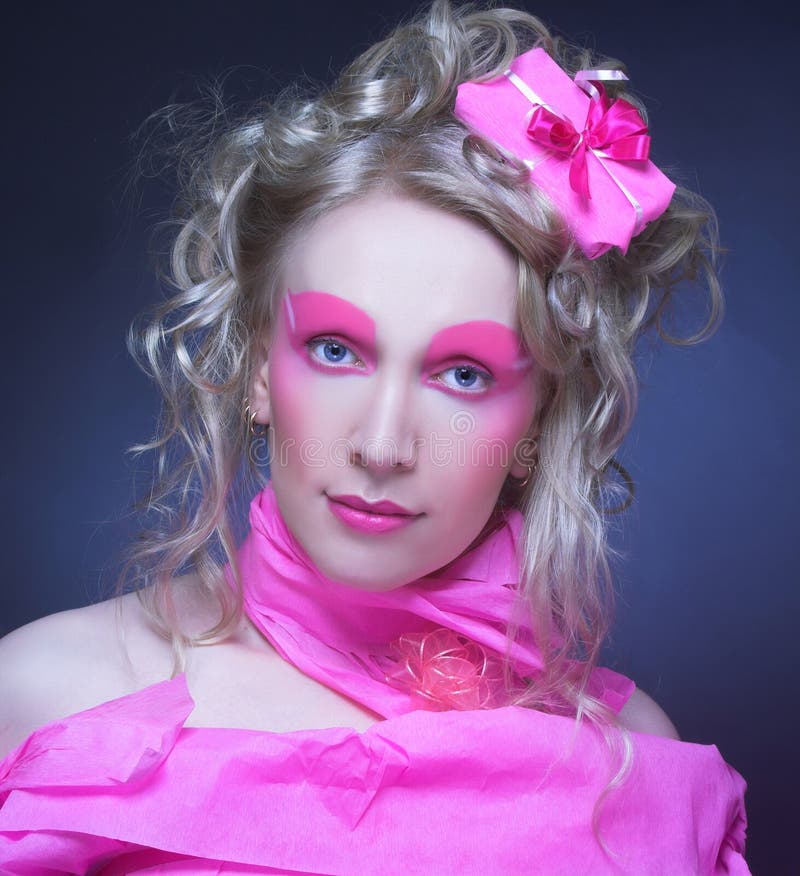 Woman in pink. stock image. Image of blond, flippant - 40395677