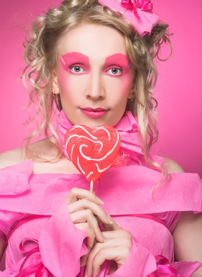 Woman in pink. stock photo. Image of female, makeup, creativity - 40395678
