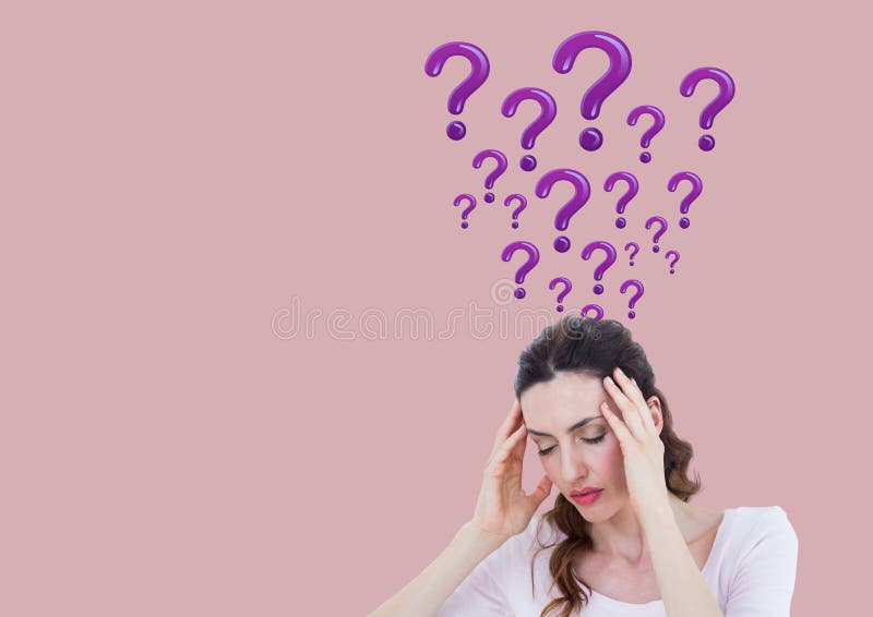 Woman with Pink Question Marks Emerging from Head Stock Image - Image ...