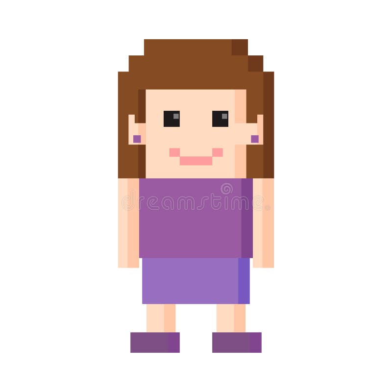 Woman Pixel Art. Female 8 Bit Stock Vector - Illustration of fashion ...