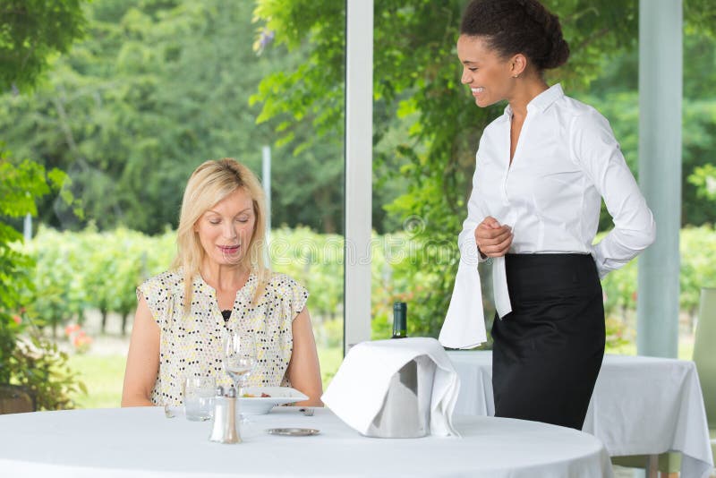 Woman Placing Order in Restaurant Stock Image - Image of alone, dinner ...