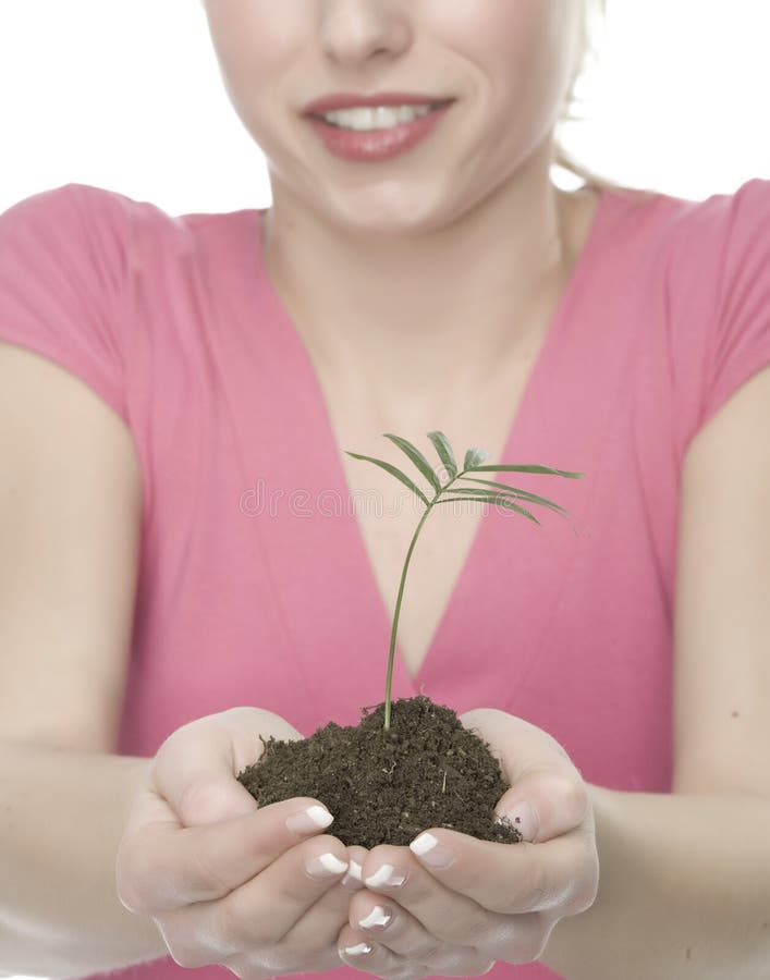 A woman with plant stock photo. Image of gardening, joyful - 5342810