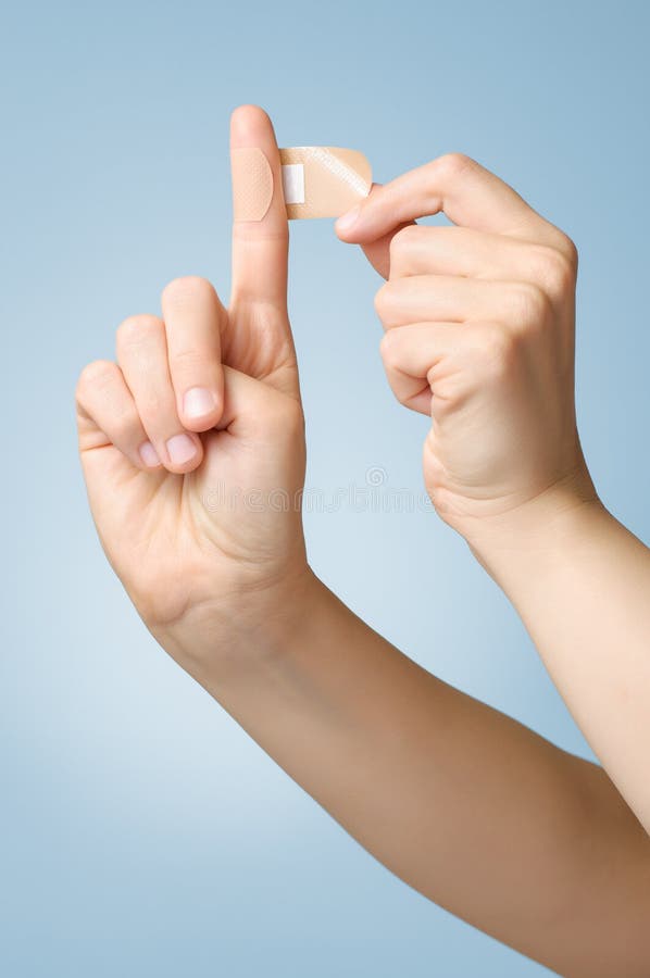 Woman with a Plaster on Her Finger Stock Image - Image of healthcare ...