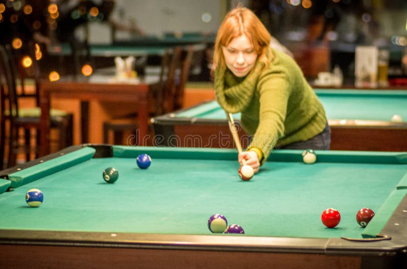 Woman play pool stock image. Image of play, woman, chill - 83567667