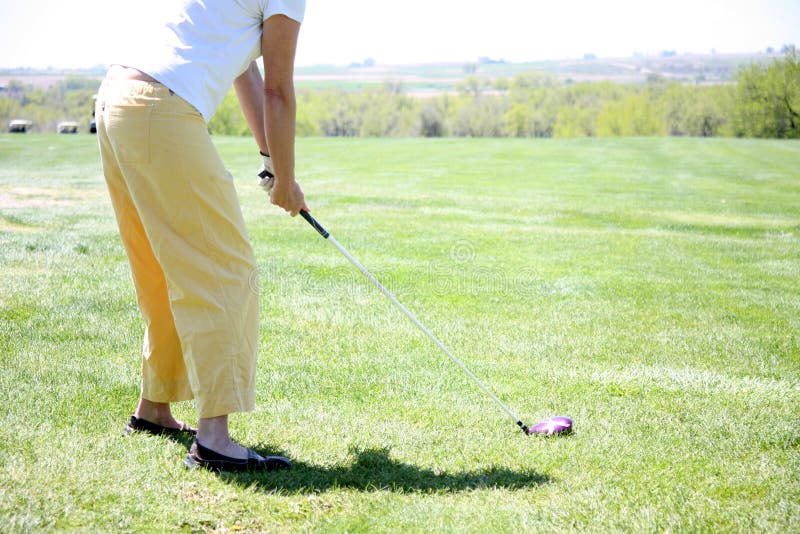 Woman Playing Golf Driving the Ball Stock Image - Image of caucasian ...