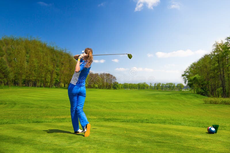 Woman playing golf stock photo. Image of sport, caucasian - 58218480