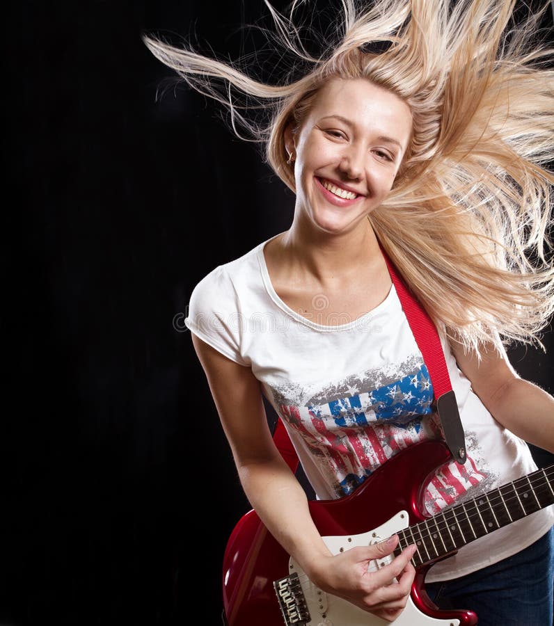Woman Playing the Guitar stock photo. Image of jazz, metal - 26282974