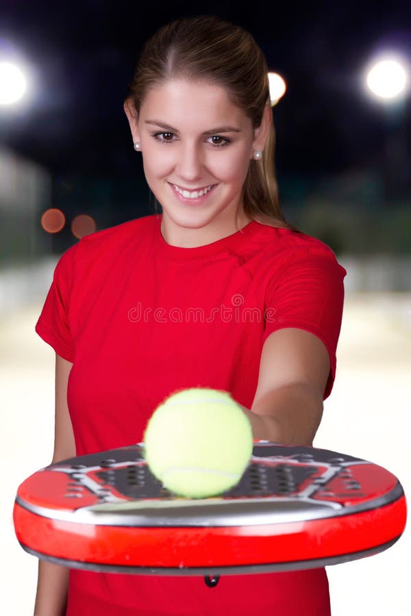 Woman playing paddle stock image. Image of white, racket - 35360089