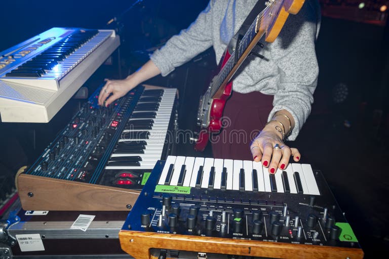 Multi-Keyboard Performance Setup Stock Photo - Image of woman ...