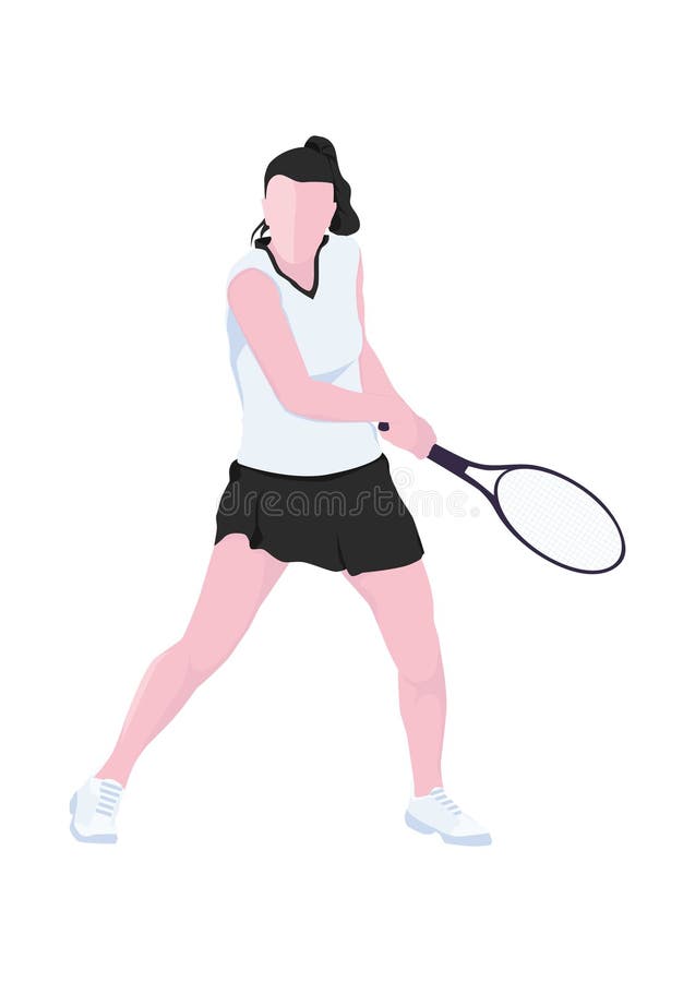 A Woman Playing Tennis. Vector. Stock Vector - Illustration of woman ...
