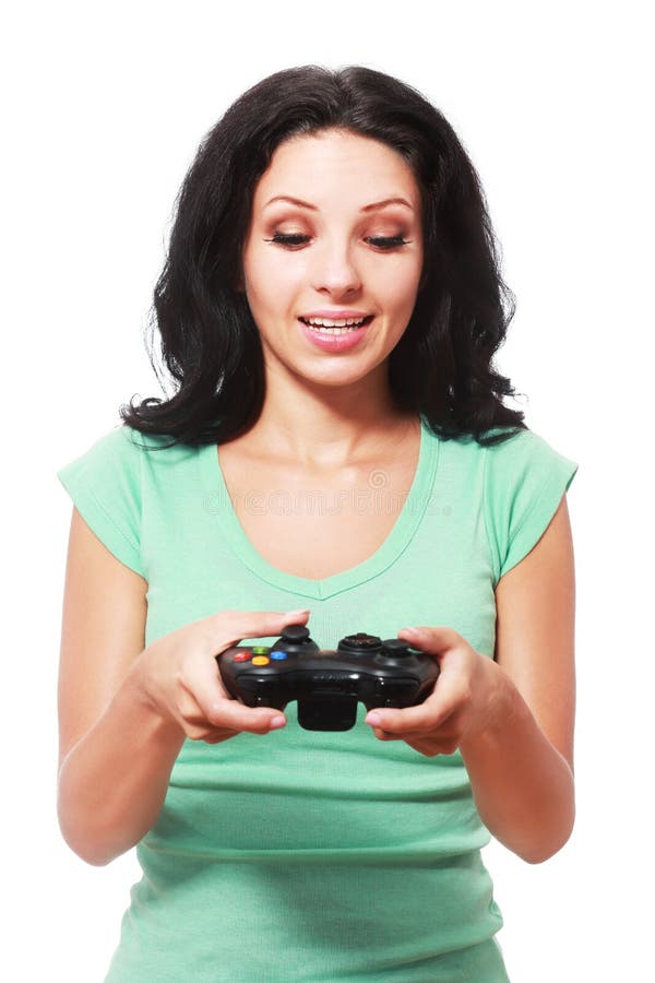 Woman playing videogame stock photo. Image of gaming - 59036468