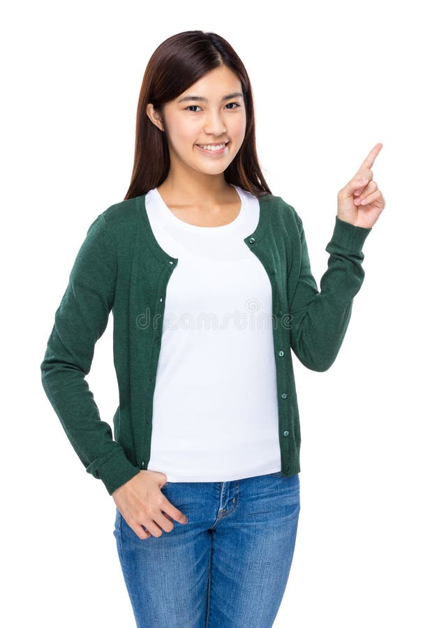 Woman point finger stock image. Image of portrait, indicate - 44092923
