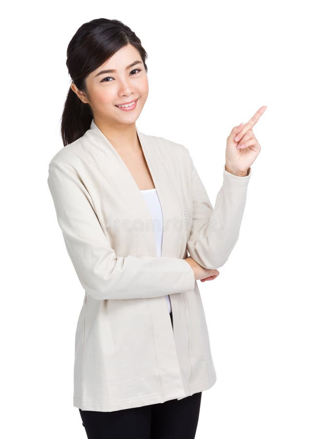 Woman point up stock photo. Image of showing, lady, isolated - 40943210