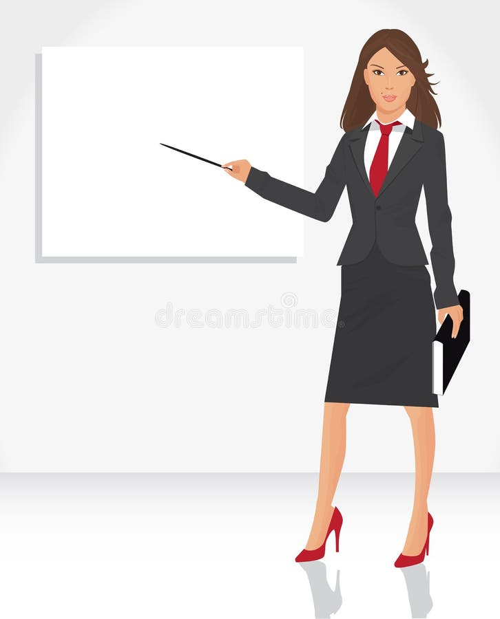 Teacher With Pointer And Whiteboard Stock Vector Illustration Of