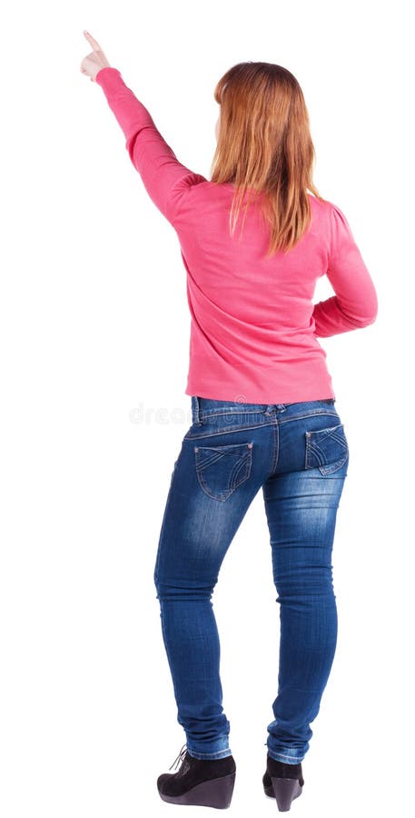 Woman pointing. Back view stock photo. Image of backside - 24724828