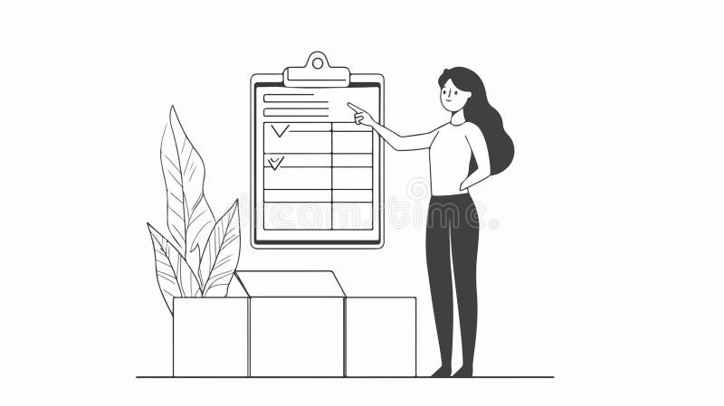 Professional Woman Pointing at Clipboard Checklist Stock Vector ...