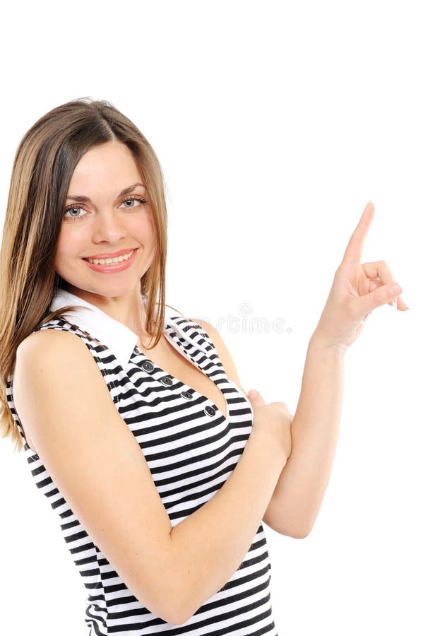Woman Pointing Out with Finger Stock Image - Image of beautiful ...
