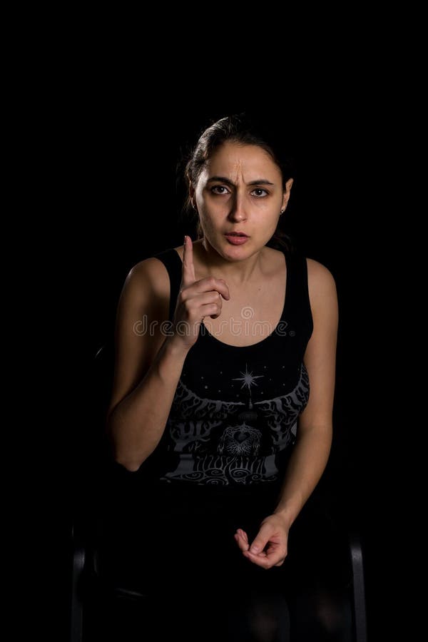 Woman pointing finger stock photo. Image of woman, black - 62393640