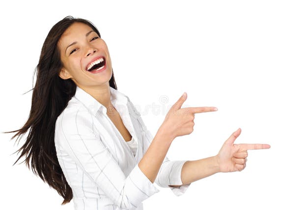 Woman pointing laughing stock photo. Image of business - 10809030