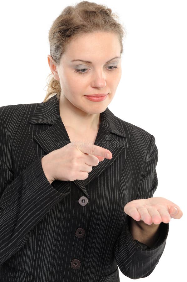 Woman Pointing Out with Hand Stock Image - Image of presentation, fresh ...