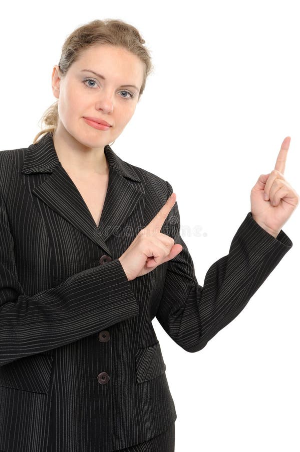 Woman Pointing Out with Finger Stock Image - Image of beautiful ...