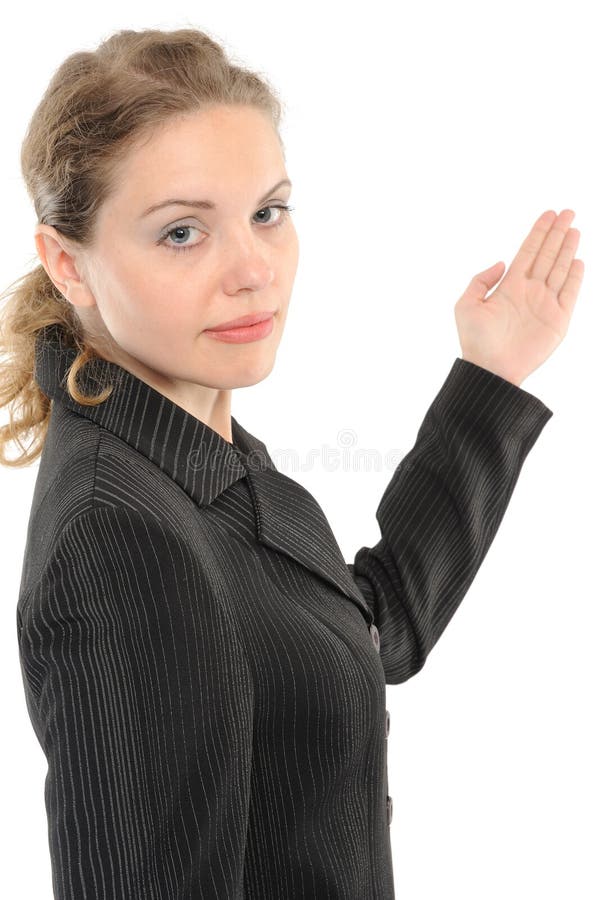 Woman Pointing Out with Hand Stock Image - Image of presentation, fresh ...