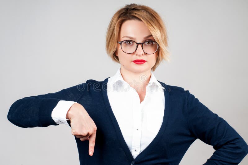 Woman is Pointing at a Subscription Button Stock Image - Image of ...