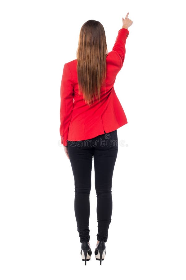 Back Pose Female Pointing Towards Wall Stock Photos - Free & Royalty ...