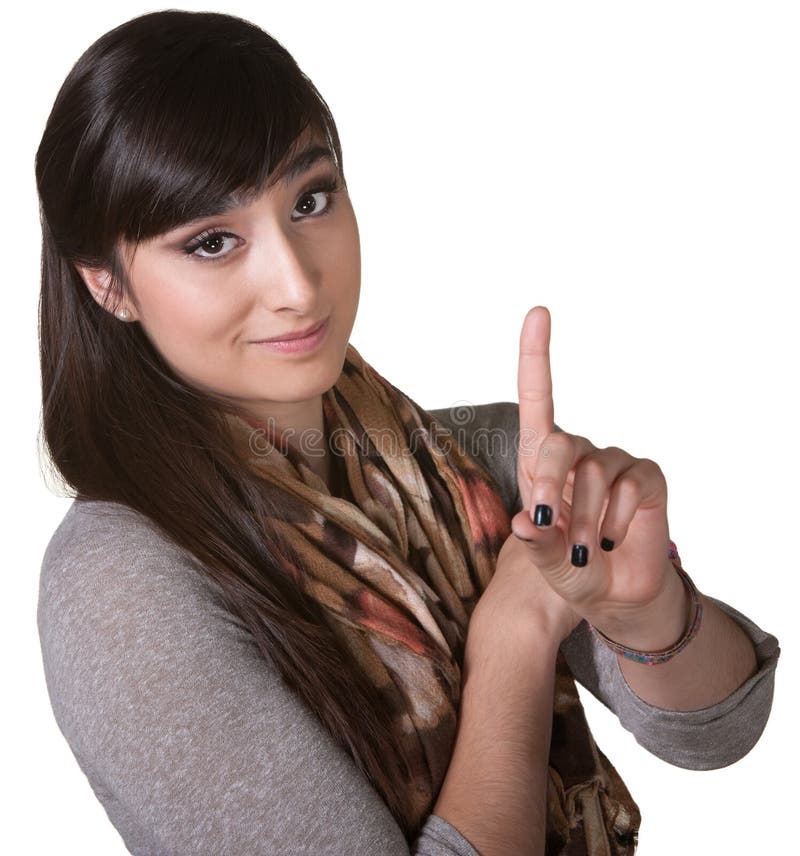 Woman Pointing Up stock image. Image of concept, hipster - 29038685
