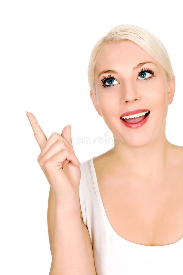 Woman pointing up stock photo. Image of looking, beautiful - 7910084