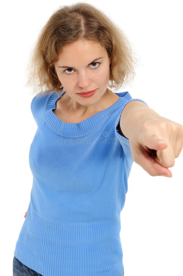 Woman Pointing Out with Finger Stock Image - Image of beautiful ...