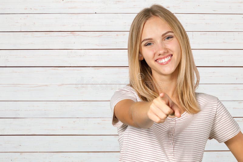 Woman pointing at you stock image. Image of attractive - 76879705