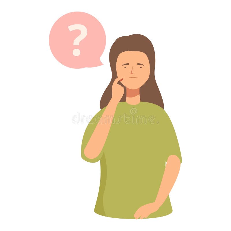 Woman Pondering with Question Mark Stock Illustration - Illustration of ...